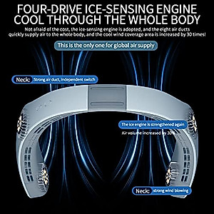 CICINOESI Neck fans portable rechargeable 4000mAh portable neck fan Bladeless 4 Turbo 9oz ultra light 360° Surround Wind 3 speeds bladeless neck fan Gifts Outdoor Sports construction worker Black (White)