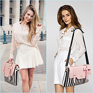 MATEIN Laptop Bag for Women, 17 inch Cute Computer Briefcase Laptop Carrying Case, Lightweight Messenger Sleeves Shoulder Work Tote Bag with Bow & RFID Pocket Gifts for College Office Business, Pink