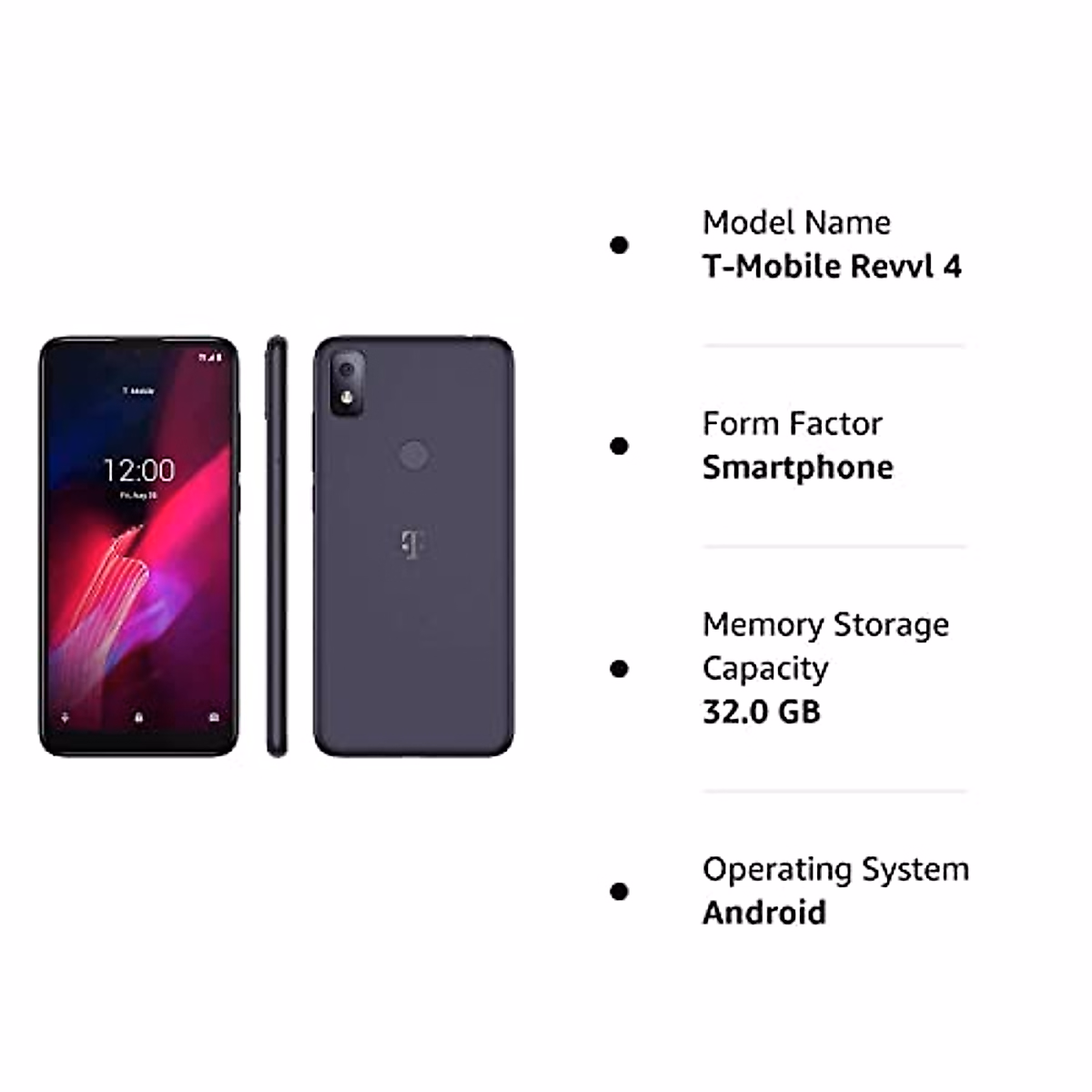 T-Mobile Revvl 4 | 6.2" | AL-5007W | 4G LTE | 32GB | T-Mobile | 13MP | Android Smartphone - Graphite (Renewed)