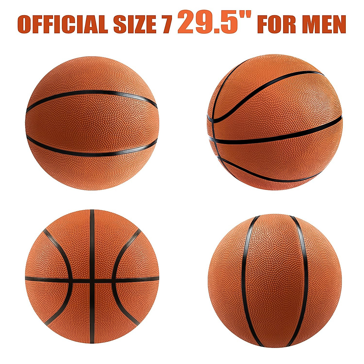 Sawowkuya 6 Pack Basketballs Official Size 7, Outdoor Basketball 29.5" for Men and Women, Indoor Basket Ball with Pump, Rubber Basketball Ball for Adult, Teen and Youth