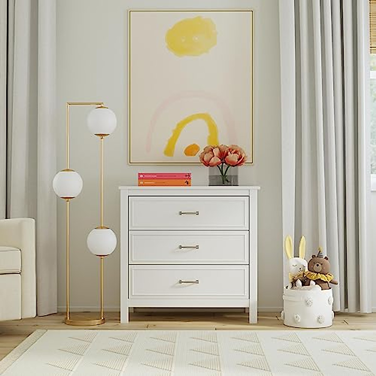DaVinci Charlie 3-Drawer Dresser in White , 35x20x34 Inch (Pack of 1)