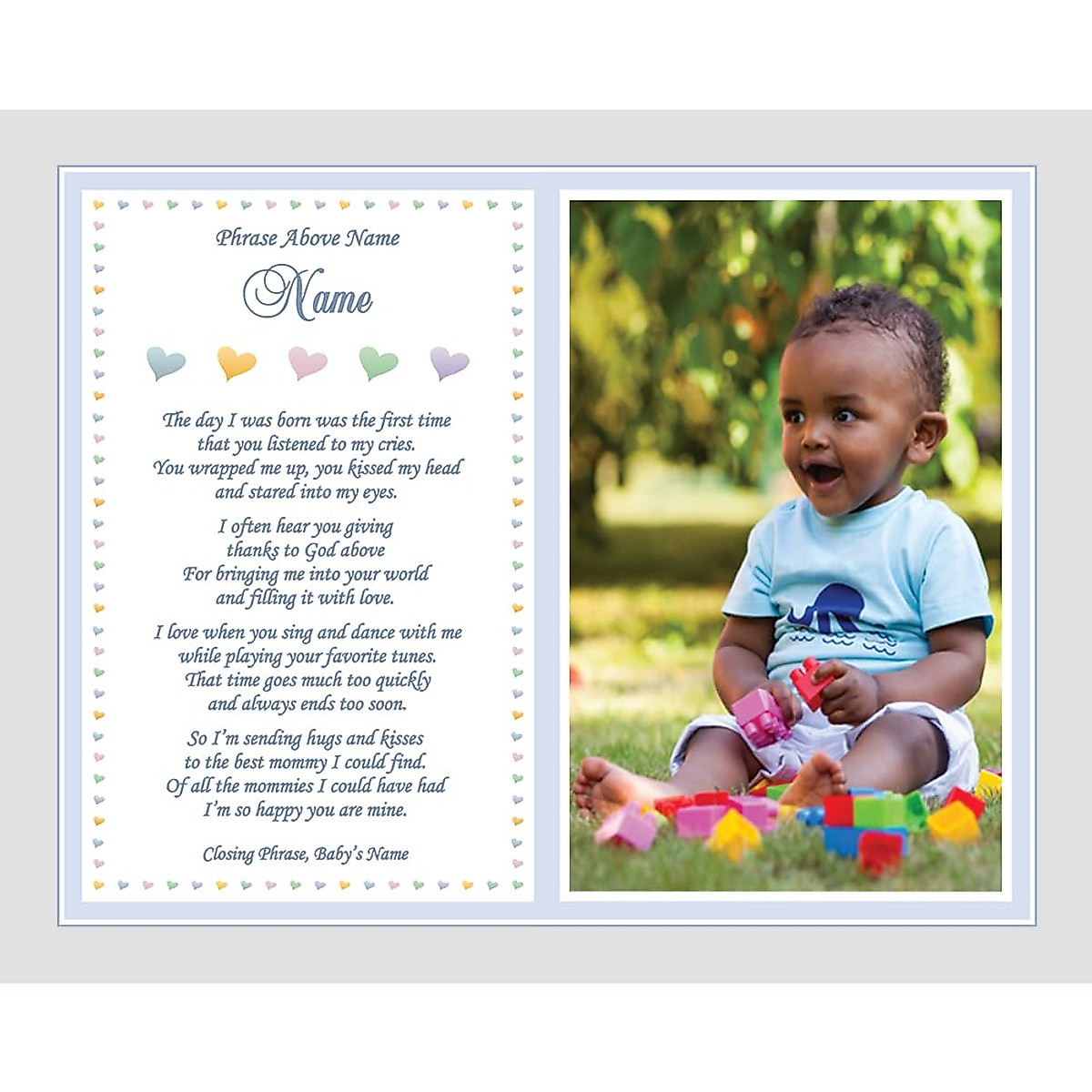 Baby Boy Gift to Mommy, Sweet Poem from Son to Mom, 8x10 Inch Custom Print