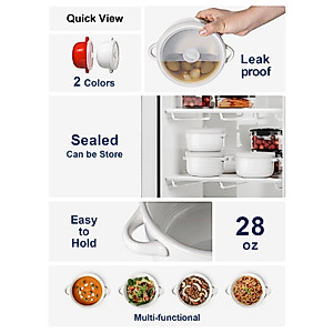 LE TAUCI Soup Bowls with Handles and Silicone Lids, 28 oz Ceramic Ramen Bowl Microwavable, Oven Safe French Onion Soup Bowls for Noodles, Cereal and Chilli, Non-Toxic Soup Crocks, Set of 2, White