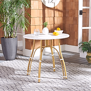 SAFAVIEH PAT4011C Outdoor Kylie White Rattan Bistro Table