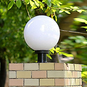 SHREALMS Outdoor Post Lights Waterproof Rainproof Modern Exterior Column Lantern Pillar Light, Black Cast Aluminum Kit White Globe Acrylic Shade - Courtyard Landscape Lighting Fixture