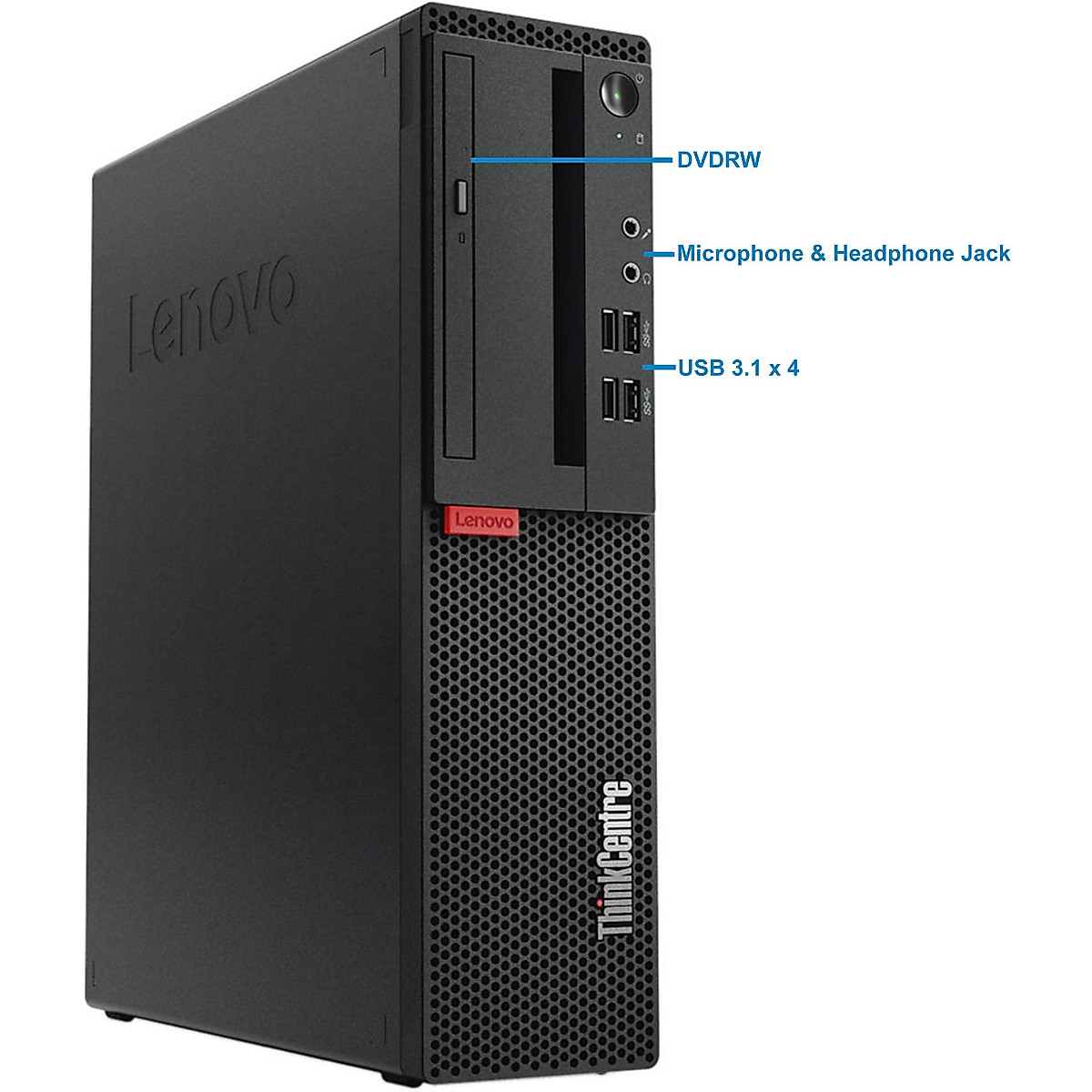 Lenovo ThinkCentre M910S Small Form Factor Desktop Computer - Intel i5-7500 Upto 3.8GHz, 16GB Ram, 512GB SSD, AC Wi-Fi, Bluetooth, VGA, DisplayPort, HDMI, DVD-RW, SD-Card Reader - Windows 10 Pro
