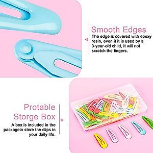 60Pcs Snap Hair Clips for Girls, Gingbiss 2 inch Silicone Coating Colorful Metal Hair Barrettes with Storage Case for Women Girls Kids, No Slip Hair Accessories for Hair, 10 Assorted Colors