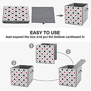 Poker Pattern Collapsible Storage Bins Basics Folding Fabric Storage Cubes Organizer Boxes with Handles