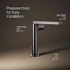 KOHLER K-73159-7-TT Composed Tall Single-Handle Bathroom Sink Faucet with Cylindrical Handle, Titanium