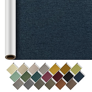 ILOFRI Linen Fabric Patches Tape Self Adhesive 16x60 inch, Durable Fabric Couch Repair Kits for Upholstery, Furniture, Sofa, Car Seats, Office Chair, Clothing, Jackets, Crafts - Dark Blue