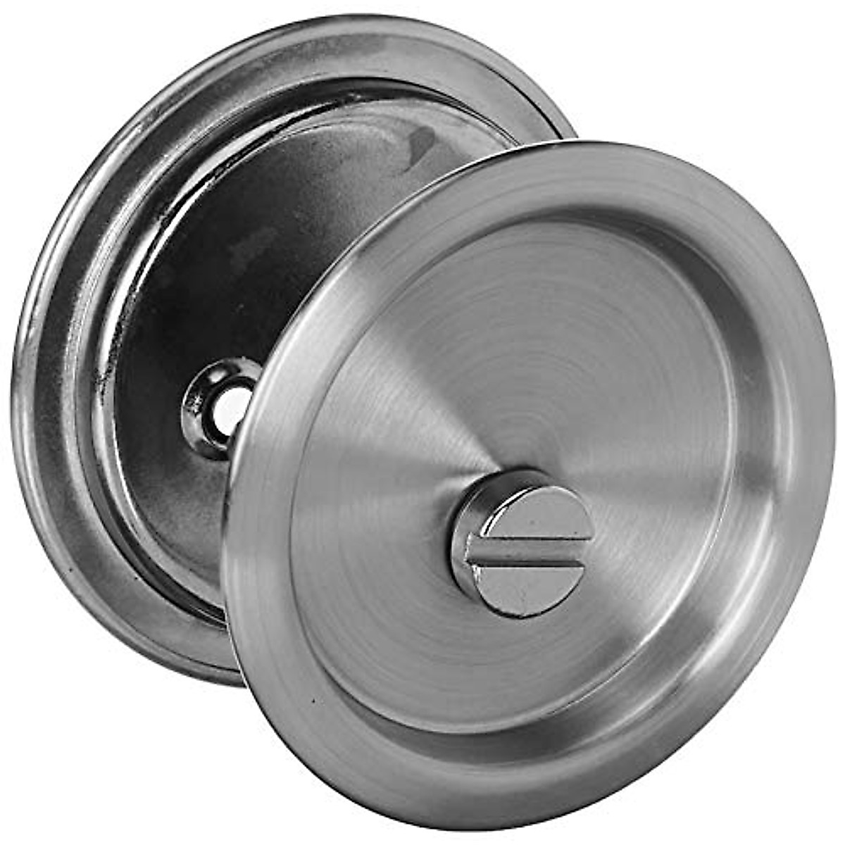 Kwikset 335 15 RND PCKT DR LCK Round Bed/Bath Pocket Door Lock in Satin Nickel