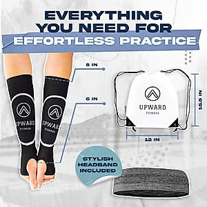 Upward Fitness-Volleyball Padded Passing Sleeves, Arm and Wrist Protection With Thumbhole, Carrying Bag and Headband Included, for Girls and Boys (XS/S Black)