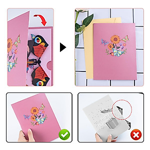 ilauke Pop Up Cards, 3D Butterfly Pop Up Cards, Greeting Cards with Magic Flying Butterfly&Envelopes, for Mothers Fathers Teachers Day Birthday Valentine's Anniversary Thank You Day