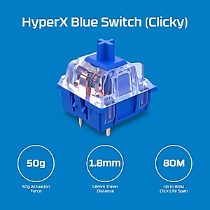 HyperX Alloy Origins - Mechanical Gaming Keyboard, Software-Controlled Light & Macro Customization, Compact Form Factor, RGB LED Backlit - Clicky HyperX Blue Switch, Full Size (Renewed)