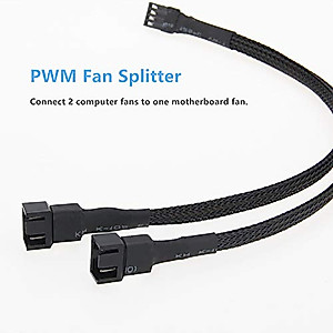 RFAdapter Fan Splitter, 3 Pack 4 Pin / 3 Pin PWM Fan Splitter Cable 2 Way Sleeved Braided Extension Power Cable 1 to 2 Converter for PC Matherboard, Desktop Computer CPU Fan 10.6 inches
