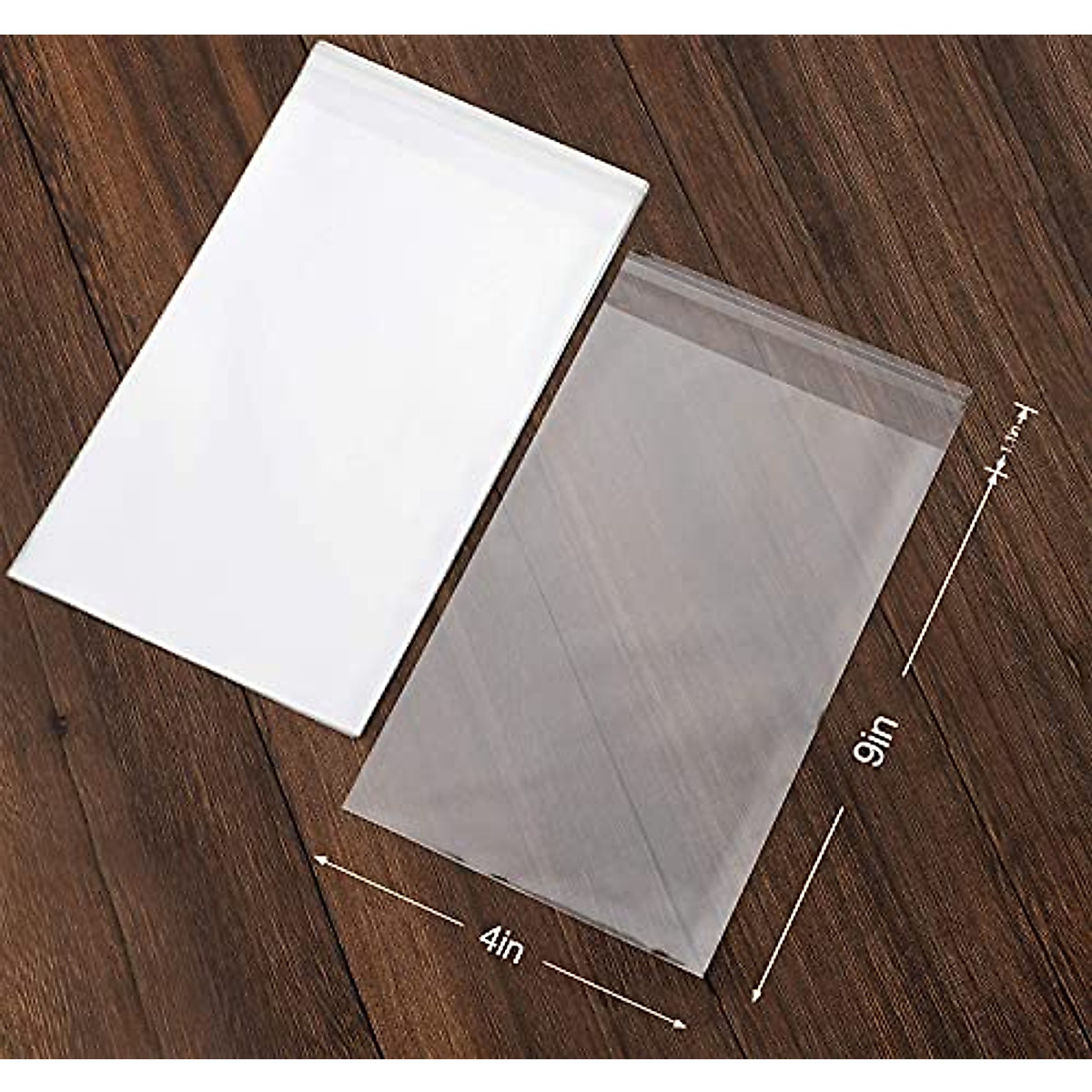 200 pcs Clear 4" x 9" (W:10xL:23CM) Self Seal Cello Cellophane Bags Resealable Poly Bags 2.8 mils for Cookie, Candy, Gift Bakery, Prints, Photos, Cards & Envelopes, Party Decorative