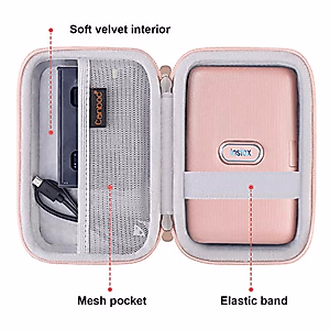 Canboc Hard Case for Fujifilm Instax Mini Link 2/ Instax Mini Link Smartphone Printer/Fujifilm Instax Mini EVO Instant Camera, Mesh Pocket fit Instax Mini Instant Film and Cable, Rose Gold
