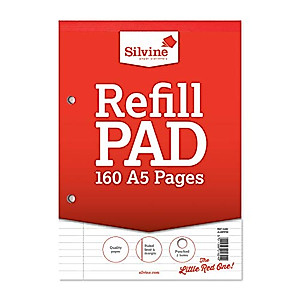 Silvine SV41642 A5 Refill Feint Pad,White(Pack of 6)