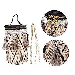 TENDYCOCO 4pcs Straw Cylinder Straw Purses for Women Fringe Purses for Women Woven Purses for Women Straw Hobo Bag Woman Woven Pouch Straw Woven Bag Portable Bag Casual Woven Messenger Bag