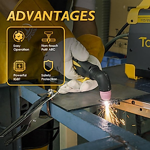 TOOLIOM 50A Non-Touch Pilot ARC Air Plasma Cutter Dual Voltage 110V/220V IGBT Inverter Metal Cutting Machine 1/2" Clean Cut