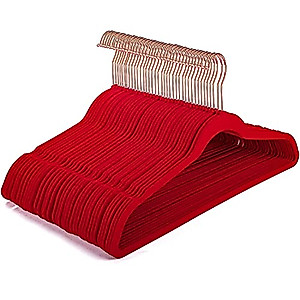 DLD Velvet Hangers Non Slip Velvet Suit Hangers 50 Pack Space Saving Velvet Clothes Hanger Premium Velvet Non Slip Hanger Ultra Thin Adult Hanger for Coats, Suit