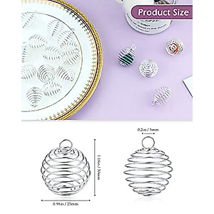 JIALEEY Spiral Bead Cages Pendants, 20 PCs 25x30mm Silver Plated Stone Holder Necklace Cage Pendants Findings for Jewelry Making and Crafting