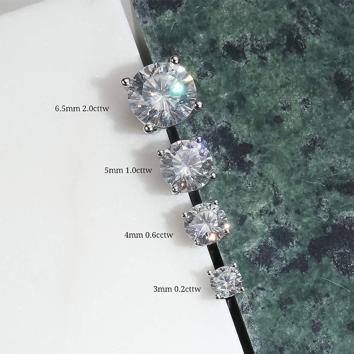 FANCIME Mothers Day Gifts For Her 14k Solid White Gold Moissanite Stud Earrings Round 4 Prong 1 CTTW Carat Moissanite 5mm D-E Color VVS Clarity Stud Earrings Fine Jewelry Gifts for Women