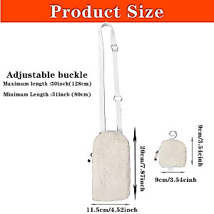 Jonnick Fleece Modular Phone Crossbody Bag Cell Phone Wallet Purse Sherpa for Women Fashionable | Mini Shoulder Handbag Messenger Bag Wallet (Fleece White)