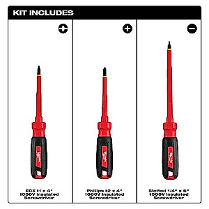 Milwaukee 48-22-2202 3-Piece 1000V Insulated Screwdriver Set