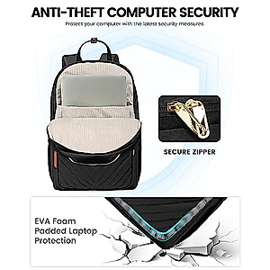 LOVEVOOK Laptop Backpack for Women Men, 15.6 Inch Computer Backpack Purse with USB Port, Fashion Anti-Theft Travel Backpacks, Waterproof Casual Daypack for Work Bag Back Pack, Black