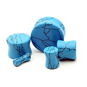 Turquoise Stone Organic Double-sided Flare Gauges / plugs / Tunnels 2 Piece (1 Pair) (B/5/2/30) (00g (10mm))