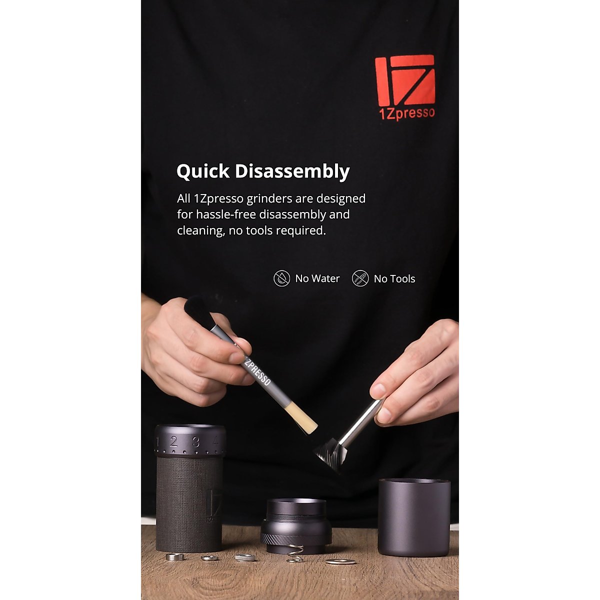 1Zpresso J-Max S Manual Coffee Grinder Iron Gray, Coated Conical Burr,Foldable Handle, Magnet Catch Cup Capacity40g, Numerical Adjustable Finely Setting, Faster Grinding Efficiency ideal for Espresso