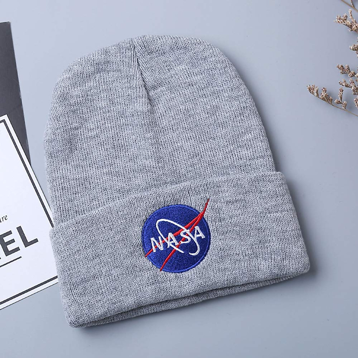 BAIMORE NASA Fine Finished Embroidered Hip Hop Knitting Hat Grey