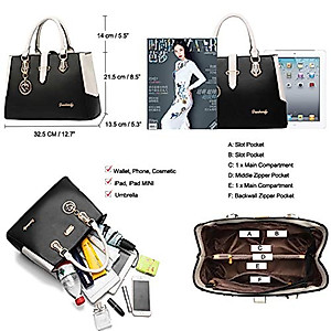 Women Handbags, Designer Top Handle Bags Tote Purse Large Capacity Shoulder Crossbody Bags for Work, Shopping, Dating, Holiday Gifts, Black