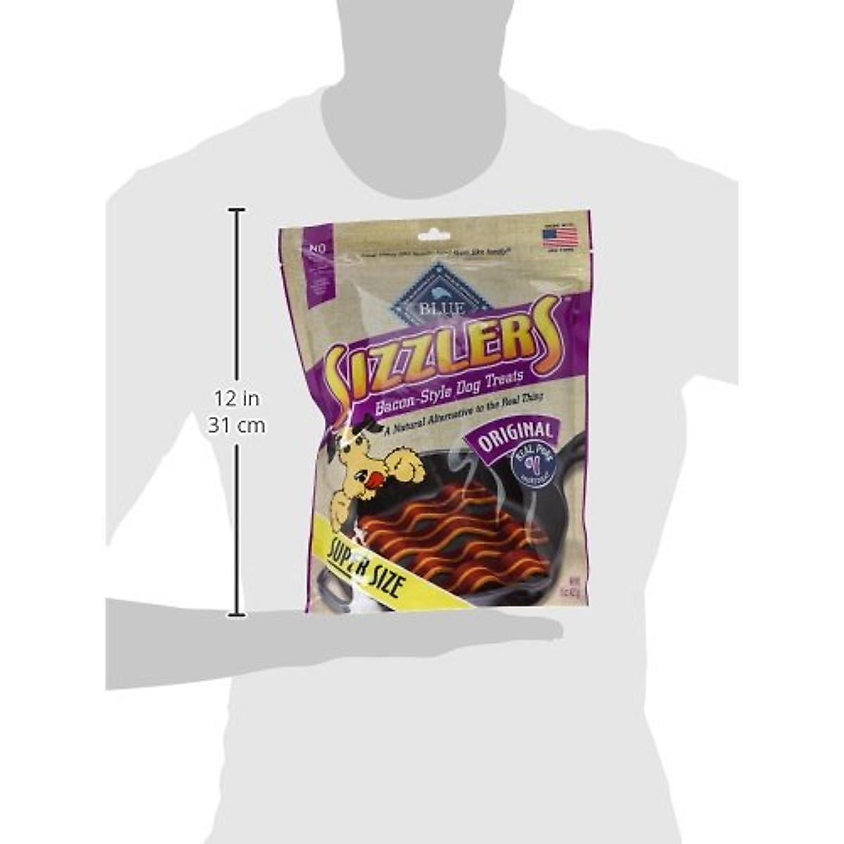 Blue Buffalo Sizzlers Natural Bacon-Style Soft-Moist Dog Treats, Original Pork 15-oz Bag