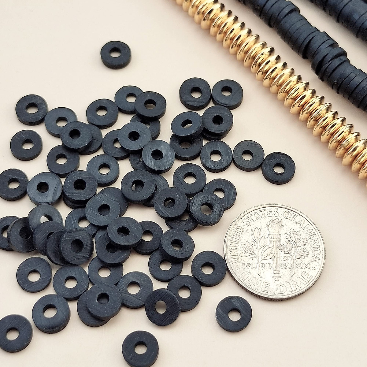 BOCAR 6mm 10 Strands Clay Beads Kit Vinyl Flat Handmade Polymer Clay Beads with 2 Strands Alloy Beads Spacer for Jewelry Making Necklace Bracelet Earrings Finding (CB-001-mix 3)