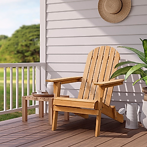 Topeakmart Set of 4 Folding Adirondack Chair Outdoor Weather Resistant Chairs for Patio Deck Garden, Backyard Deck, Fire Pit, Honey Brown