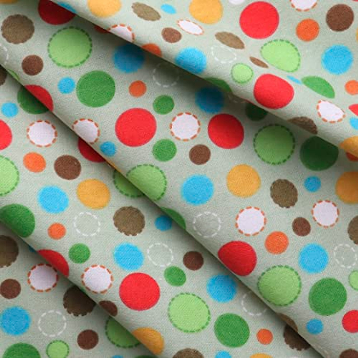 Mook Fabrics Flannel PRT Multi Circle, Mint, 15 Yard Bolt