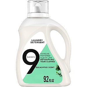 9 Elements Natural Laundry Detergent Liquid Soap, Eucalyptus Scent, Vinegar Powered, 92 Fl Oz, 1 Count