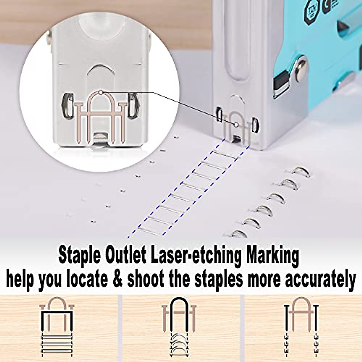 SHALL Staple Gun Heavy Duty, 3-in-1 Upholstery Staple Gun Kit with 3000 Staples, Staple Remover, Manual Brad Nailer with Specific Staples Outlet Position Indicator