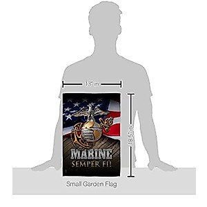 Marine Semper Fi Garden Flag - Armed Forces USMC United State American Military Veteran Retire Official - House Decoration Banner Small Yard Gift Double-Sided Made In USA 13 X 18.5