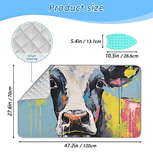 GOODOLD Cow Portraits Ironing Mat Portable Travel Ironing Pad for Washer,Dryer,Table Top, Iron Board Alternative Cover, Large Heat Resistant Ironing Blanket