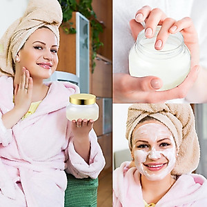 24 Pack 8 Oz Plastic Containers With Lids and Waterproof Label BPA Free - Refillable Transparent Cosmetic Containers for Body Butter,Sugar Scrubs,Cream,Lotions,Candy,Bath Salt (24, Gold)