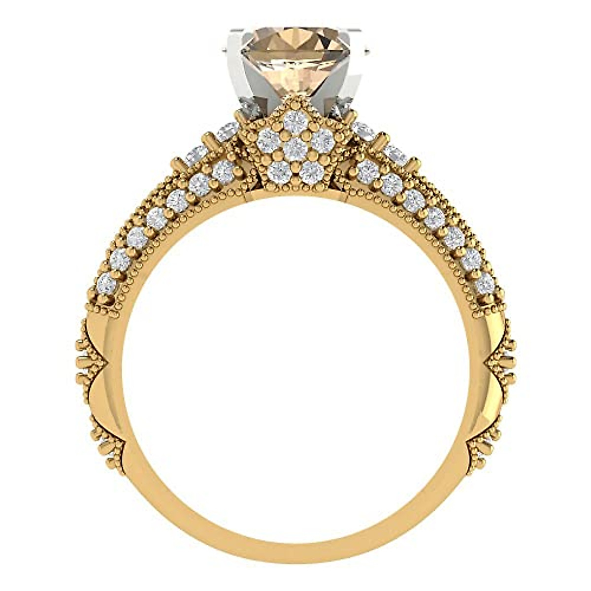 Clara Pucci 2.05ct Round Cut Solitaire Conflict Free Yellow Moissanite Wedding Engagement Anniversary Ring Band set 18k 2 Tone Gold 8.25