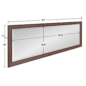 DesignOvation Beatrice Transitional Framed Panel Wall Mirror, 19 x 51, Walnut Brown, Chic Full Length Mirror for Wall