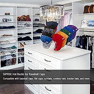 SIPRDE Hat Racks for Baseball Caps 2 pack, Acrylic Hat Hangers for Wall Mount or Stand Up - Two Novel Ways for Hat Display and Organizer, Holds Up to 10 Caps for Bedroom, Closet, Dresser (Clear)