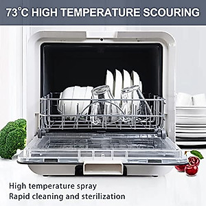 HAIMIM Portable Countertop Dishwasher,4 Washing Programs, Air-Dry Function and LED Light for Small Apartments, Dorms and RVs (Whites)