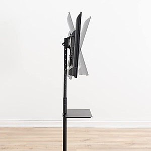 VIVO TV Floor Stand for 13 to 50 inch Flat Panel LED LCD Plasma Screens, Portable Display Height Adjustable Mount with Storage Shelf, Black, STAND-TV07-S