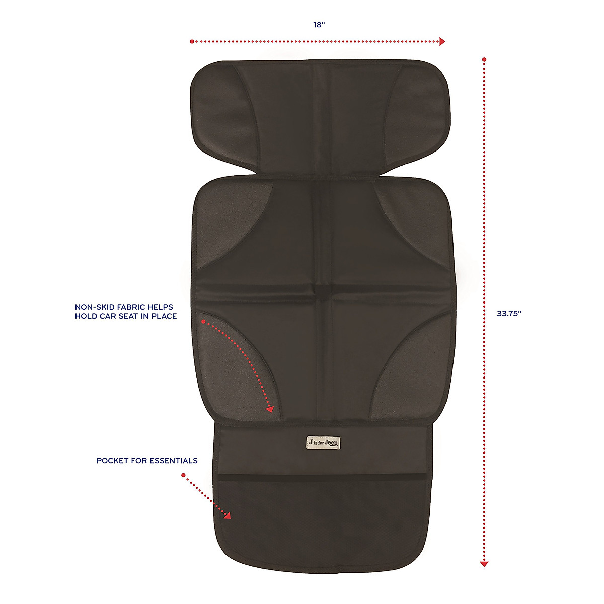 Jeep Car Seat Protector, Anti Slip Car Seat Mat, Seat Protector for Car Seat and Pets, Water Resistant seat Back Protector, Easy Clean Car Seat Protector, Fits Most Vehicles, Safe for Babies, Black