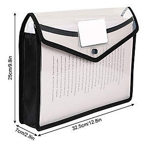ABC life Plastic File Folder Poly Pockets Envelope Expanding File Wallet A4/Letter Size, 6 Pack Large Document Folder with Button Closure,Waterproof Transparent Accordion File Pouch for School/Office